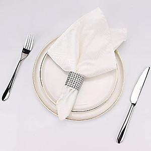 Eakor Mirilor 150pcs Napkin Rings, Bling Napkin Rings Buckles for Table Decorations, A silver