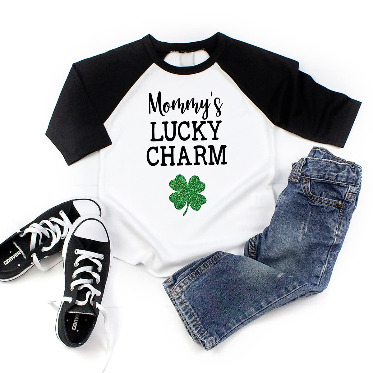 St. Patrick's Day Outfits for Girls and Boys, Mommy's Lucky Charm, Kids and Toddler Shirt (Black 4T