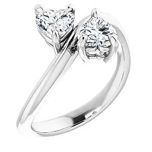 10K Solid White Gold Handmade Engagement Ring 2 CT Heart Cut Moissanite Diamond Solitaire Wedding/Bridal Rings Set for Women/Her Propose Ring (8.5)