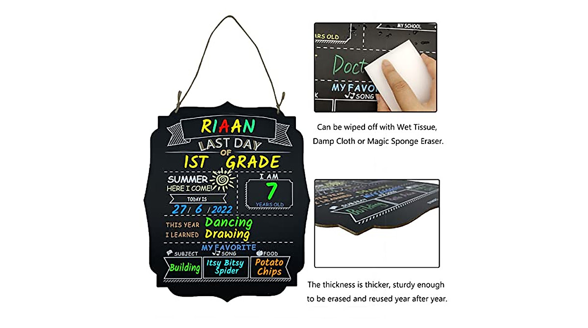 First Day of School Chalkboard Sign for Kids - Reusable & Customizable