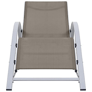 MINERWALL Sun Loungers 2 pcs with Table Aluminum Taupe,Patio Sunlounger Set with Table Comfortable and Durable Outdoor Furniture Sun Loungers, Outdoor Seating