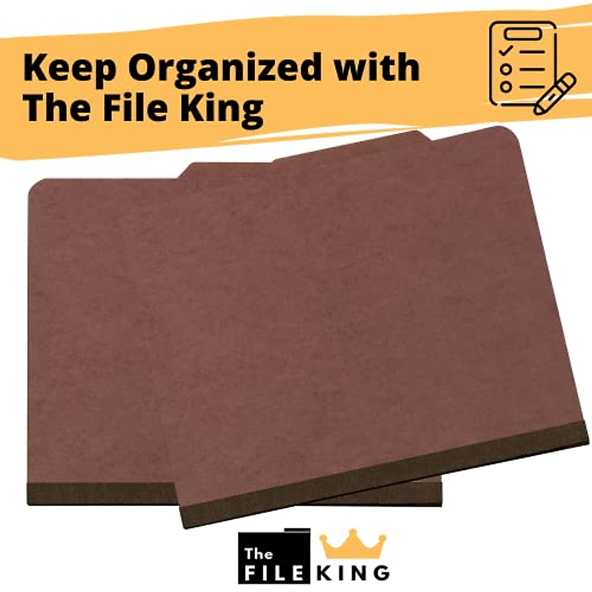 The File King Classification Folders 2 Divider Letter Size - Carnelia Red, 10 Pack | Employee File Folders with Dividers | Top Tab Pressboard Classification Folders | 2" Fastener Prongs | USA Made