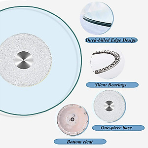 YCMY 28" Clear Glass Lazy Susan Turntable Round Tabletop Rotating Serving Tray Kitchen Dining Table Turntable Heavy Duty Large Serving Plate Thick: 10mm.