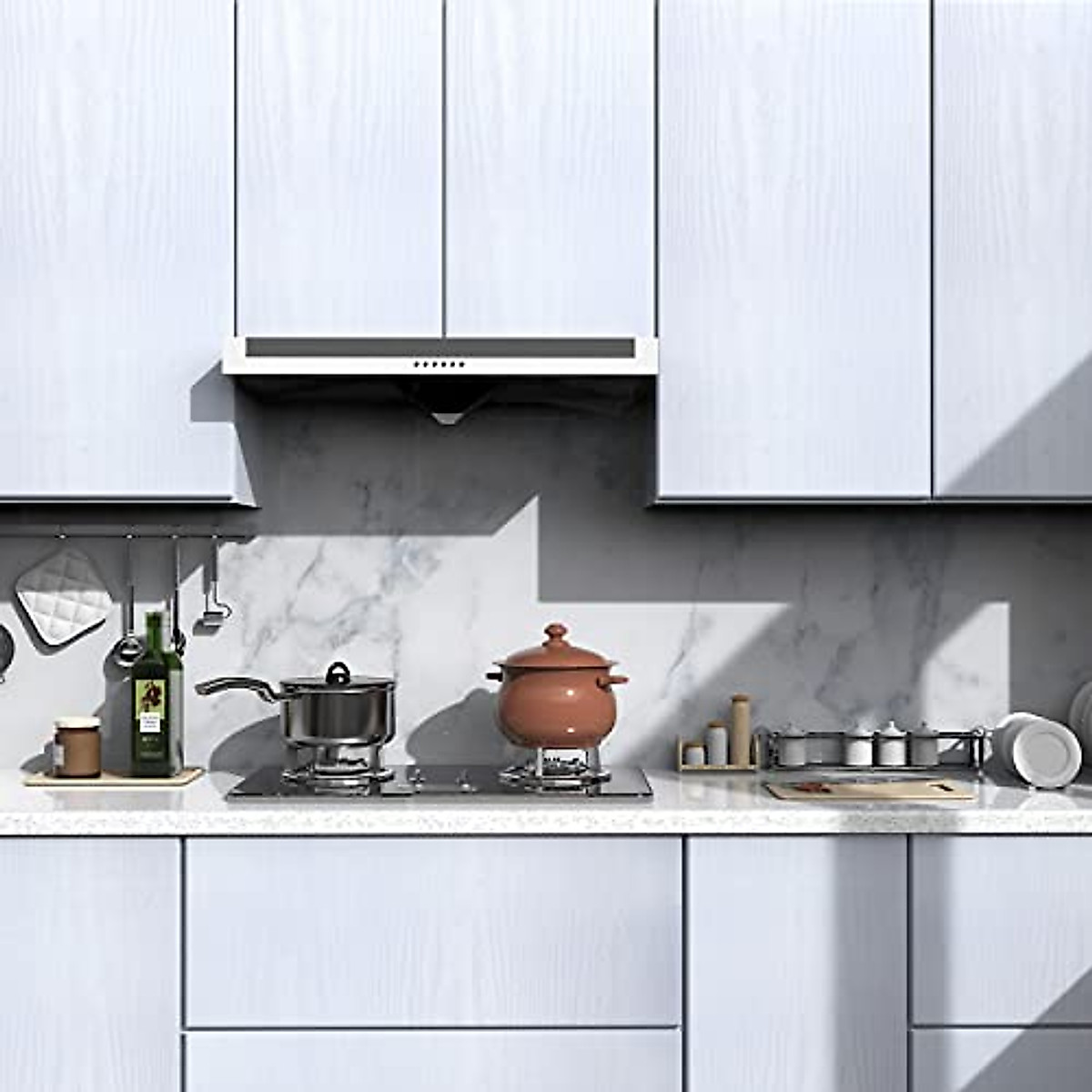 Yinhua 15.7"×118" White Wood Contact Paper Peel and Stick Wallpaper, Wood Grain Contact Paper for Cabinets Countertops Shelves Walls, Self Adhesive Wall Paper Sticker Pull and Stick Waterproof