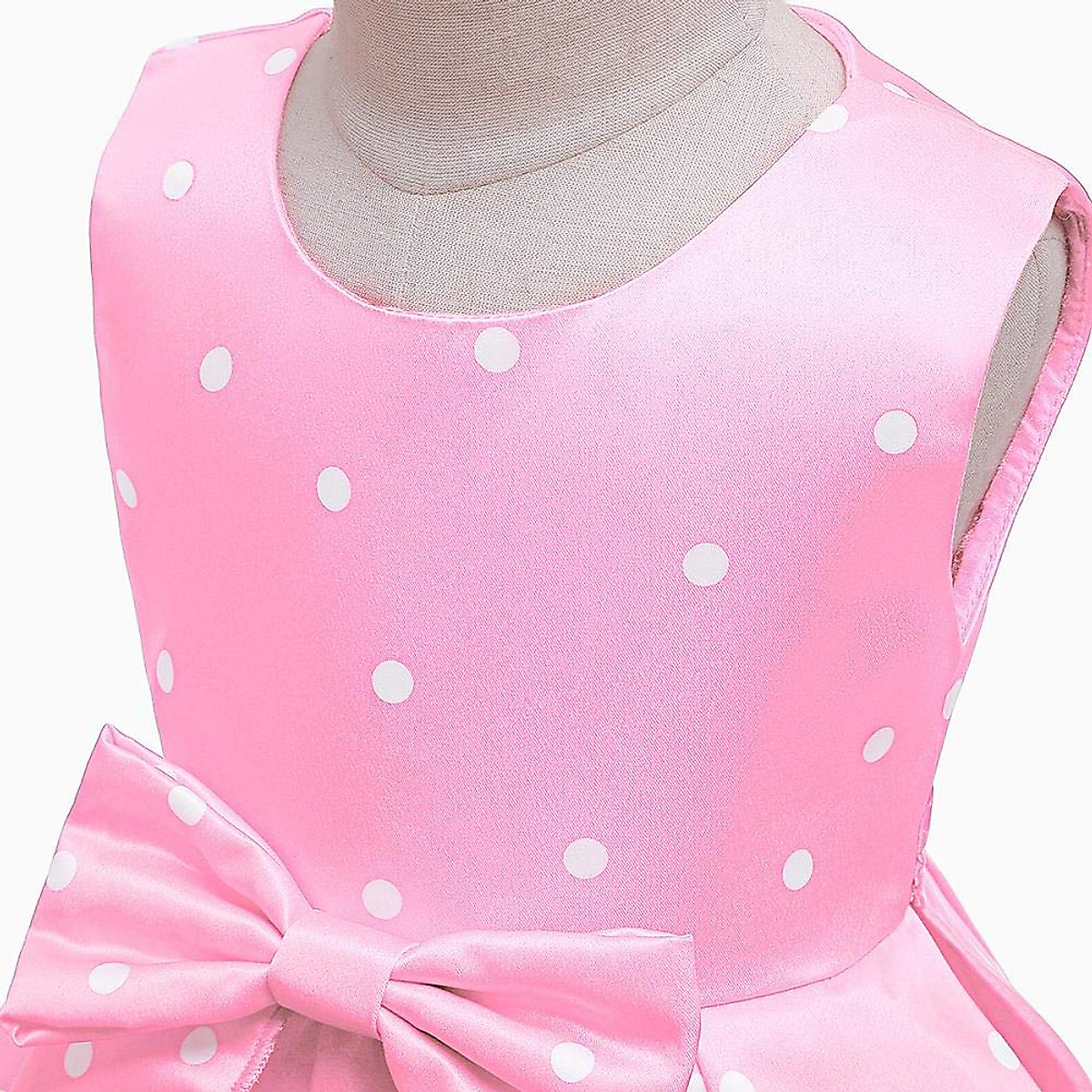IBTOM CASTLE Girls Polka Dot Halloween Christmas Princess Party Cosplay Pageant Fancy Costume Tutu Birthday Dress up+ Mouse Ears Headband Vacation Ladybug Mini Theme Park Sundress Hilow-Pink 2-3T