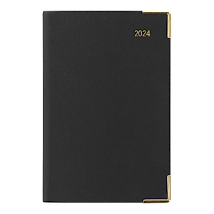 Letts of London Classic Daily Planner, 12 Months, January to December, 2024, Day-Per-Page, Pocket Size, 4.25" x 2.75", Black (C12EBK-24)