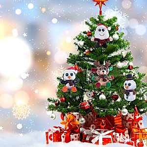 My OLi 7" Plush Christmas Stuffed Animals Flip Sequin Plush Christmas Santa Claus Penguin Snowman Reindeer Plush Toys Pack of 4 Christmas Ornaments for Kids