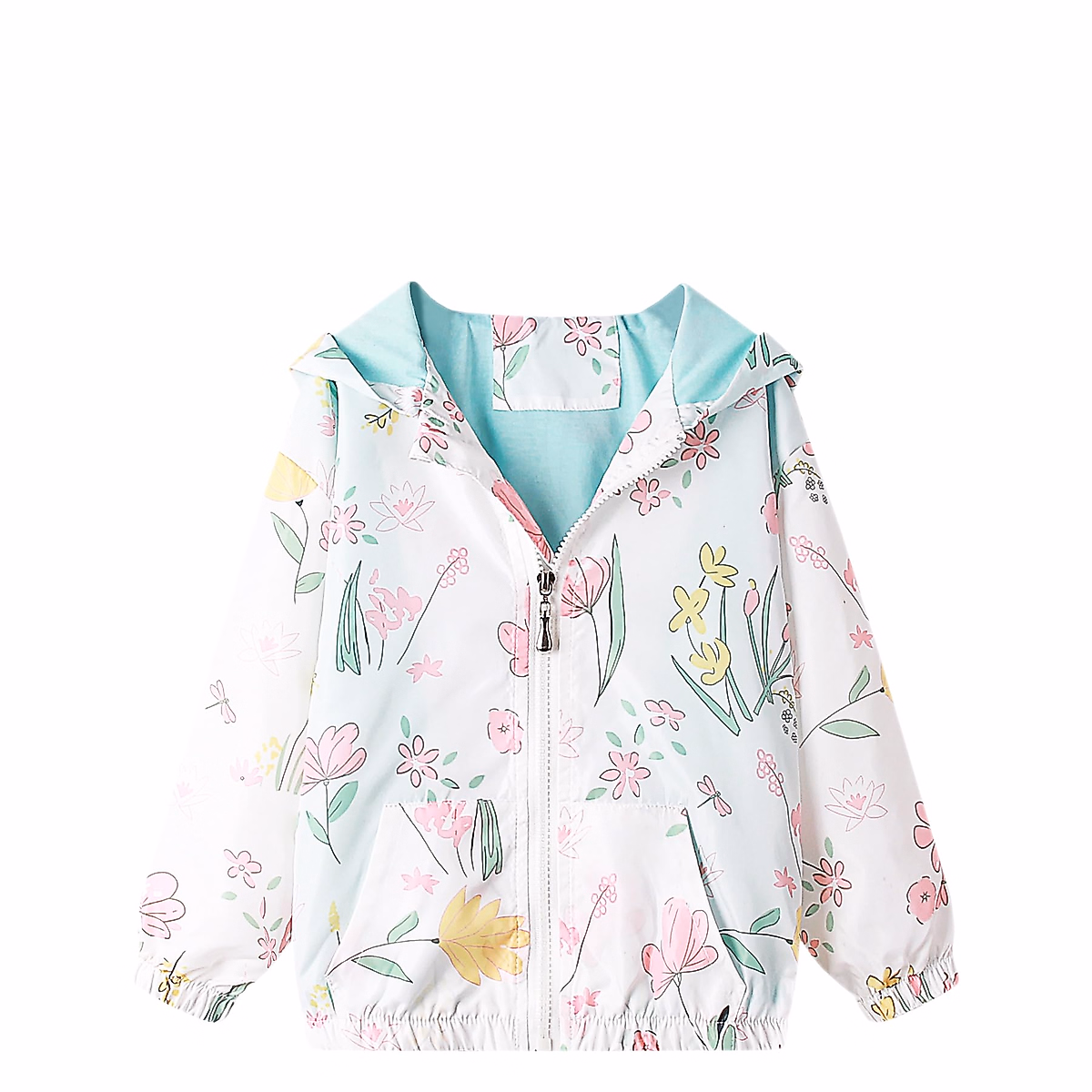 Feidoog Kids Baby Toddler Girls Cartoon Spring Fall Outerwear Windbreaker Zipper Hooded Jackets Coat,White,1-2T