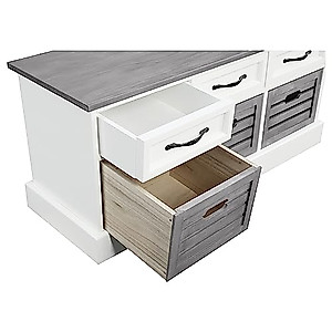 Coaster Home Furnishings Alma 3-Drawer Storage Bench White and Weathered Grey
