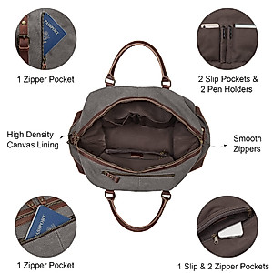 S-ZONE Oversized Leather Canvas Duffel Shoulder Weekender Mens Overnight Bag