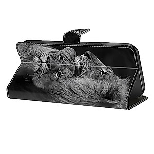 ALILANG for Samsung Galaxy Z Fold 3 5G Wallet Case with Credit Card Holder, Flip Book PU Leather Protective Magnetic Cover for Samsung Z Fold 3 Phone Case-Two Lions