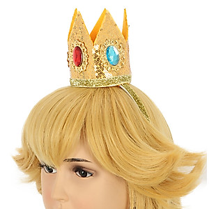 karlery Kids Girls Long Golden Princess Costume Wig with Crown Halloween Cosplay Party Wig