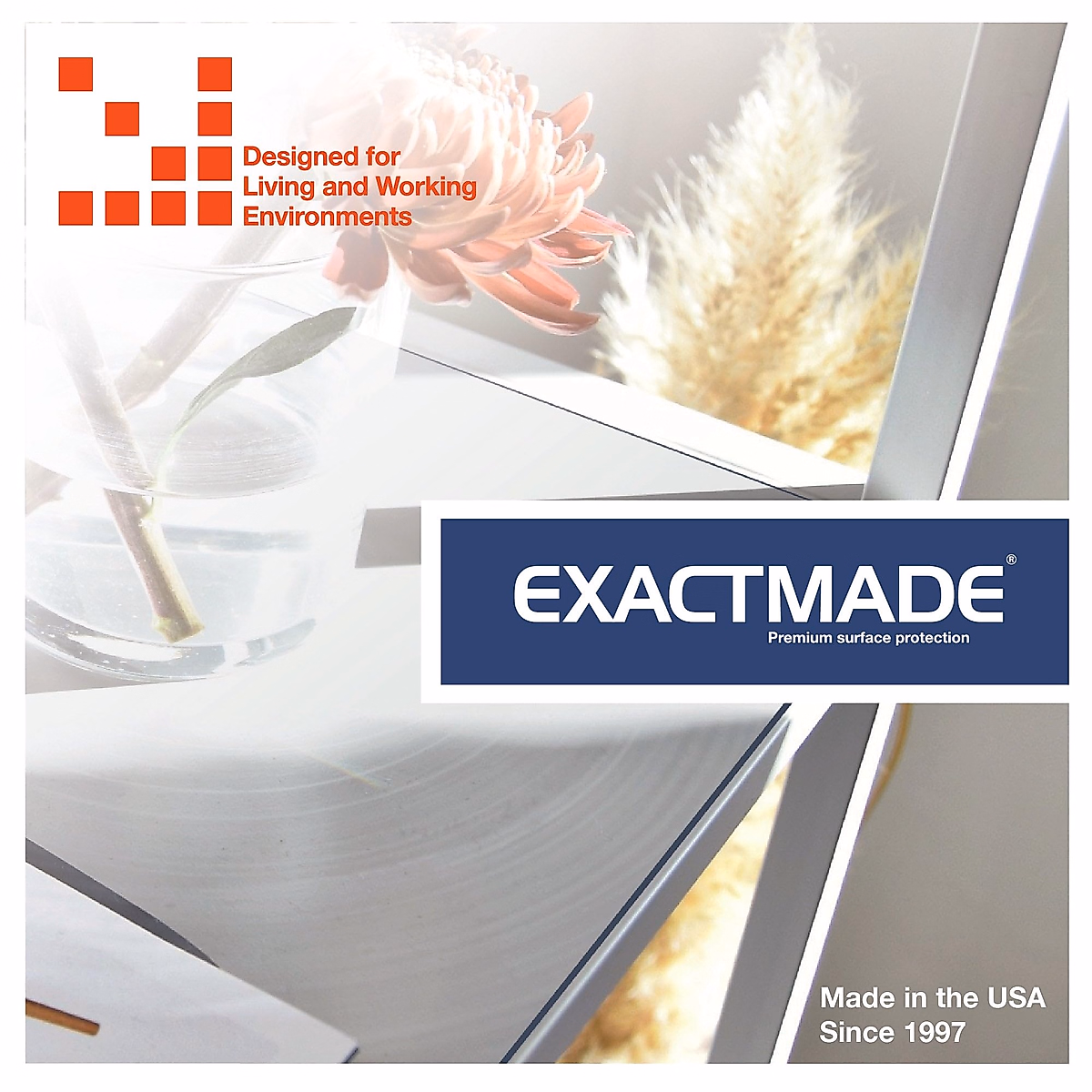 ExactMade - Clear Table Protector, USA Made, Safe, 14 x 24 Inch, 2mm Thick Ultra Clear Smooth Vinyl, Small Clear Desk Mat for Office Desk Top, Clear Desk Blotter Pad for Writing Desk