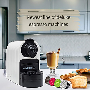 Mixpresso Espresso Machine for Nespresso Compatible Capsule, Single Serve Coffee Maker Programmable for Espresso Pods, Premium Italian 19 Bar High Pressure Pump 27oz 1400w White Coffee Maker