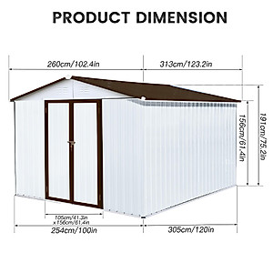 10 x 8FT Outdoor Storage Shed,Anti-Corrosion Tool Shed with Sloping Roof,Heavy Duty Metal Tool Sheds Storage House w/Lockable Door & Air Vent for Garden, Patio, Lawn