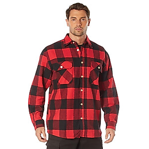 Rothco Buffalo Plaid Flannel Shirt - Rugged Comfortable and Warm Outdoor Shirt Jacket (US, Alpha, Large, Regular, Regular, Red Plaid)