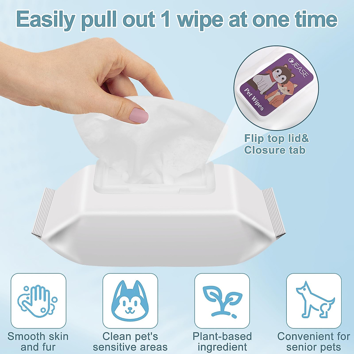 GJEASE Pet Cleaning Bathing Wipe Gloves for Dogs & Cats,Extra Thick Nourish Fur Grooming Wipe Gloves for Face and Paws & Butt,Pet Wipe Gloves Cleaning,Coconut Scent,for Daily Care and Travel