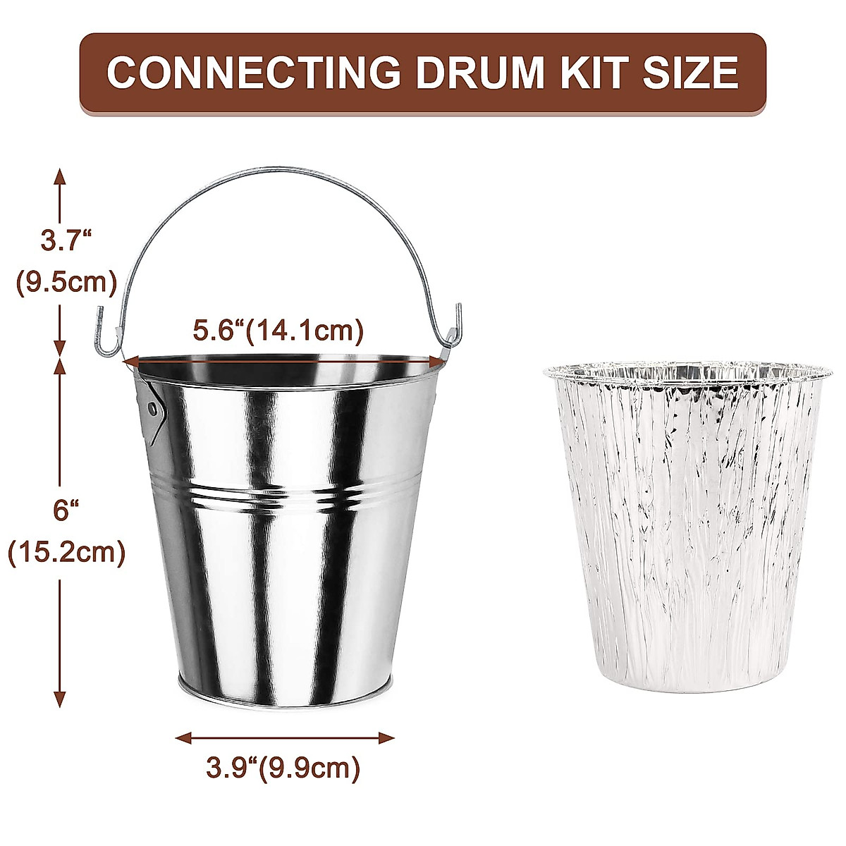 QuliMetal Drip Grease Bucket Can and 15-Pack Disposable Foil Liners Replaces HDW152 for Traeger & Pit Boss, Z Grill BBQ Grills, Rec Tec Pellet Grill Large Drip Bucket, Silver