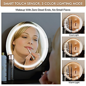 DOLILO 35" Vanity Desk with Mirror and Lights, Makeup Vanity with Lights, 3 Modes Brightness Adjustable, Vanity Mirror with Lights and Table Set with Vanity Stool 3 Sliding Drawers (Black)