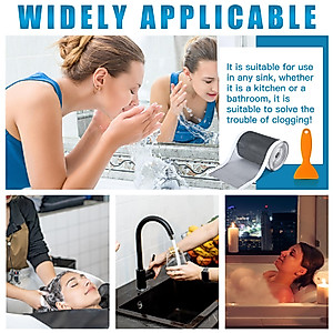 Leriton 4 Inch x 33 ft Disposable Shower Drain Hair Catcher Cutable Mesh Shower Drain Cover Stickers for Linear DIY Floor Drain Shower Drain Screen with Removal Tool for Bathroom Kitchen(1 Pack)