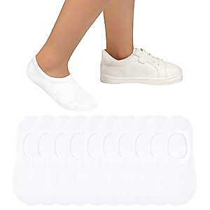 Witwot 10 Pairs No Show Socks for Kids Girls Boys Ankle Socks 5-6 Years White