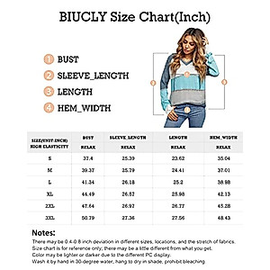 SHEWIN Womens Striped Color Block Lightweight Knit Hooded Sweater Casual Long Sleeve V Neck Drawstring Hoodies Pullover Sweatshirt Fall Outfits for Women,US 16-18(XL),Light Grey