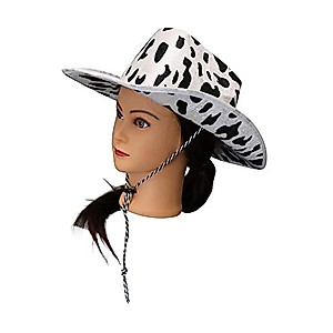 PrideAhead Cowboy Hat Fun Cow Print Hat – Unisex Black and White Cowboy Hat (1)
