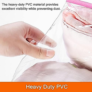 Vieshful 3 Pack Clear Clothes Storage Bag, 40L Zippered Closet Organizer, Plastic Storage Containers Moving bags for Comforter, Blanket, Bedding, Duvet, Toys (Blue)