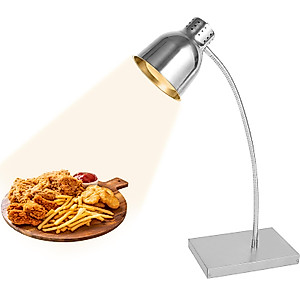 Restlrious Food Heat Lamp with 250w Bulb, Commercial Stainless Steel Food Warmer Lamp with Single Head & Flexible Arm, Electric Portable Infrared Heating Lamp for Buffet, Restaurant, Parties