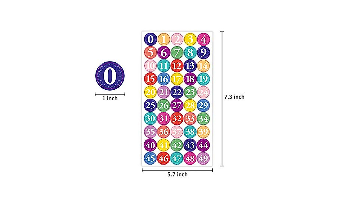 Youngever 1800 Number Stickers for Office & Classroom Organization