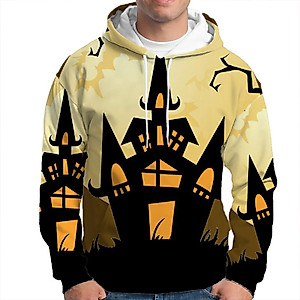 Muscularfit hoodies for men big and tall Halloween Sweatshirt Men Fall Fashion Long Sleeve Cobweb Digital Print Casual Crewneck Pullover Tops With Pocket your orders Black M