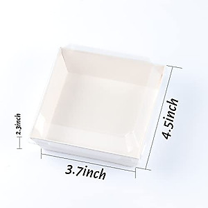 BUIYLV 50 Pack Charcuterie Boxes with Clear Lids, 4 Inches White Dessert Boxes To Go Disposable Mini Charcuterie Boxes for Cookie, Sandwich, Strawberry, Cupcake, Macaron, Cake Slice
