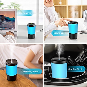 One Fire Car Diffuser Mini Humidifier,Portable Humidifiers Small Car Humidifier,7 Colors Desk Humidifier Car Essential Oil Diffuser,Mini Diffuser for Car Scent Diffuser,USB Travel Humidifiers Diffuser