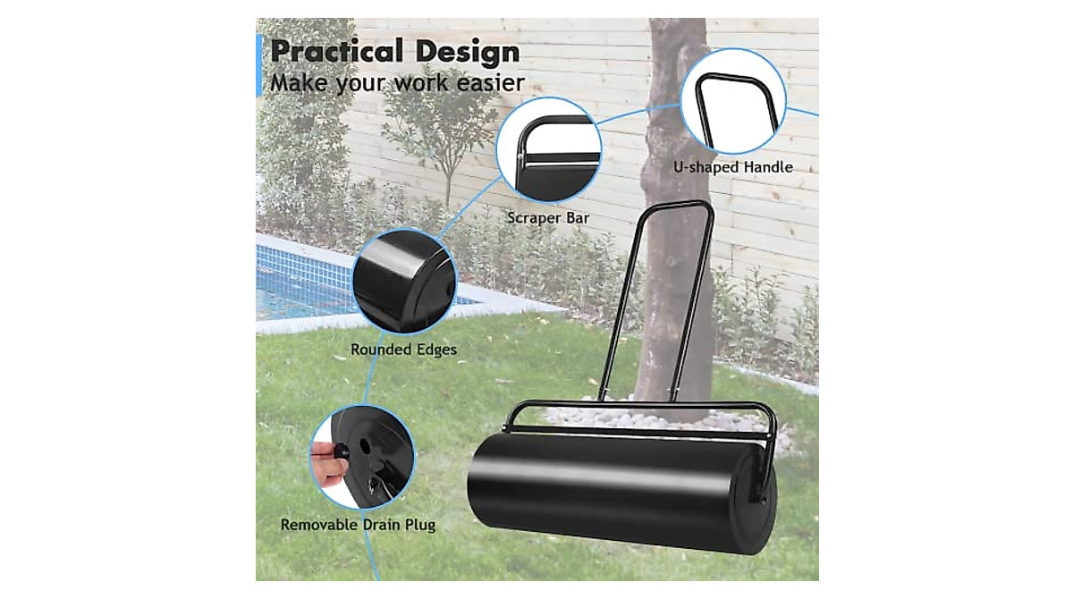 Happytools 13 Gal Lawn Roller: Durable Steel Push/Pull Sod Tool