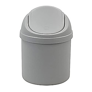 EudokkyNA Mini Desktop Trash Can, Tiny Trash Bin with Lid (Grey)