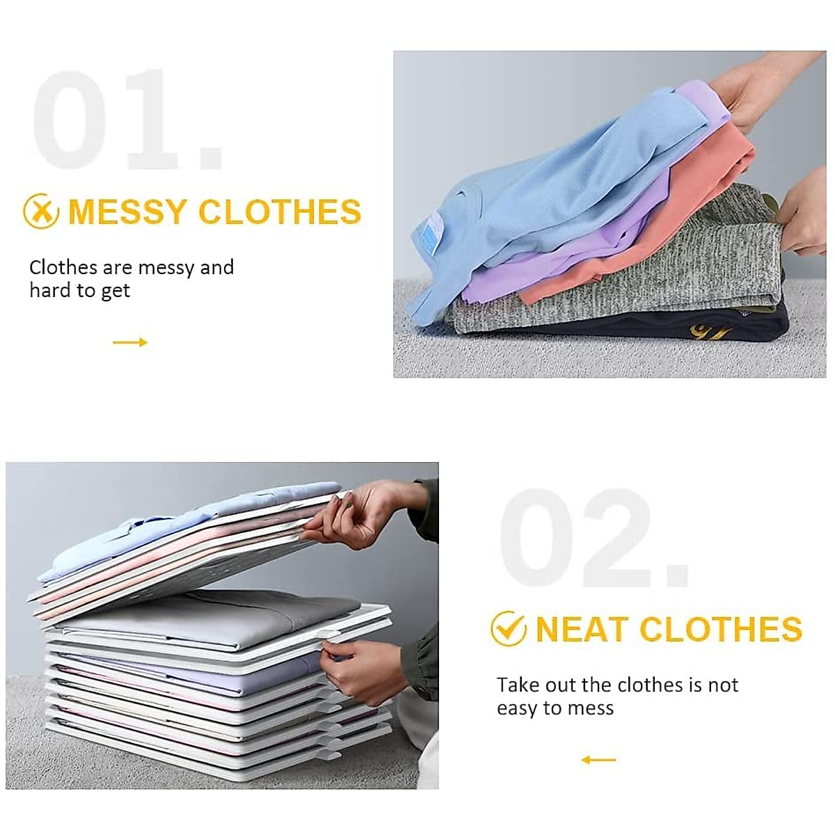 Accenter T Shirt Organizer Closet Organizer Clothing Trays - 5 Pack Durable Stackable Shirt Receipt Board Shirt Dividers File Organizer Clothes Organization System (5)