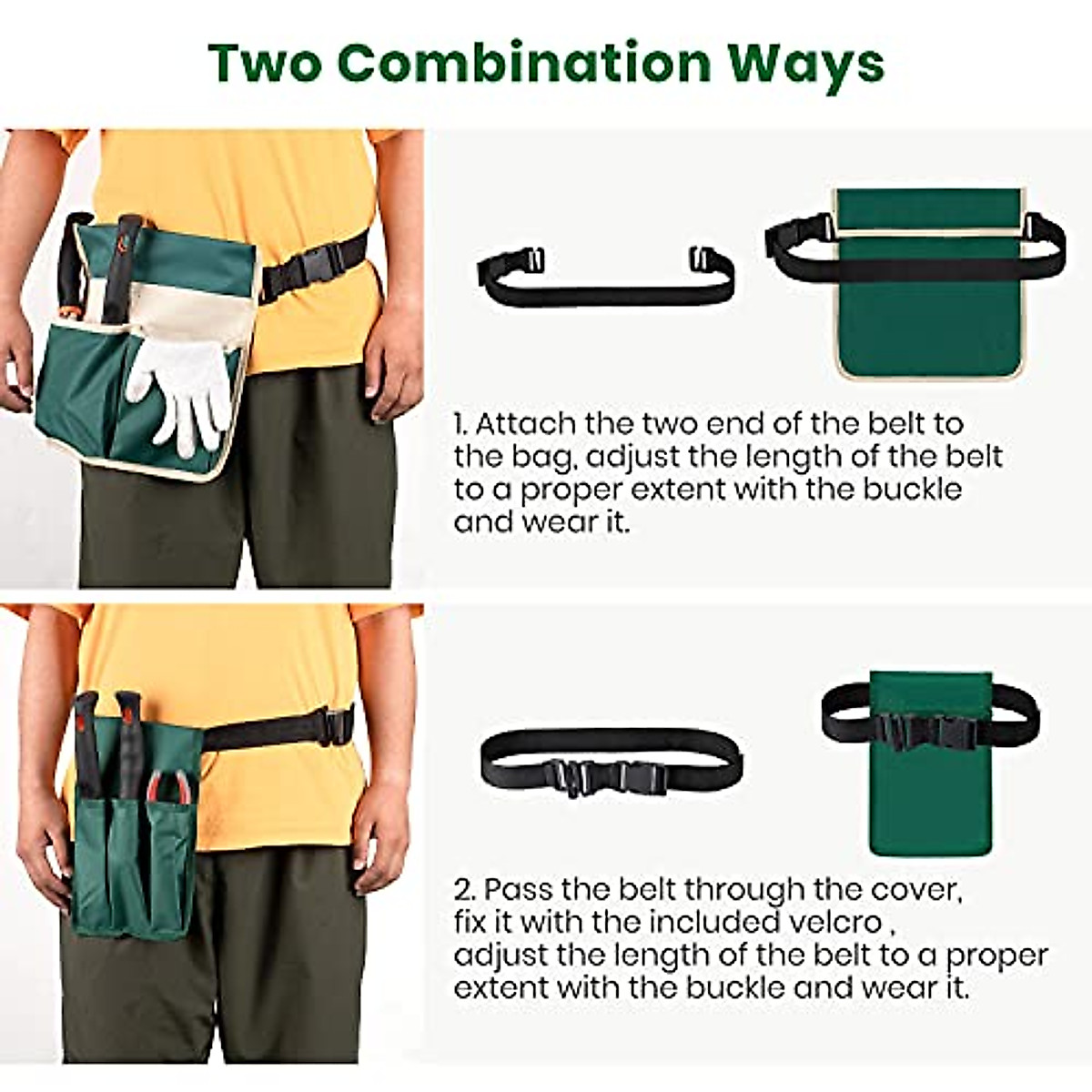 COSYLAND Garden Kneeler and Seat Foldable Soft Gardening Stool with Bonus EVA Kneeling Pad, 2 Pouches, Detachable Belt, Kneeler for Gardening Foldable Portable