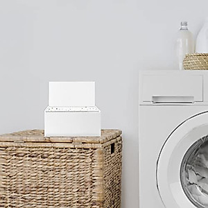 Watpot Acrylic Laundry Dryer Sheet Holder, Clear Dryer Sheets Container with Lid for Laundry Room, White