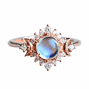 Stone Anniversary Fashion Wedding My Moon Life Jewelry Gold Celestial Rings And My Ladies Rings Moon Commitment Sun Stars Gifts In Diamond Rings Engagement Rings Chunky Ring Set (Rose Gold, 9)