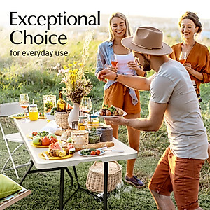 6 Feet Foldable Table with Built in Handle & Steel Legs | Heavy Duty Portable | Perfect for Party, Dining, Wedding, Events, Picnic Indoor, Outdoor, Camping, Utility, Temporary