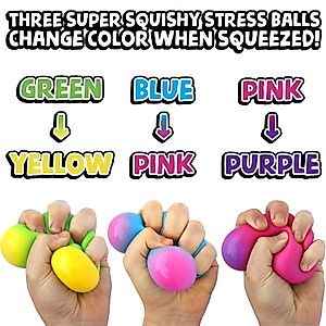 BUNMO Stress Balls 3pk - Sensory Squishy Stress Ball - Calming Fidget for Kids - Textured Stress Balls for Kids - Addictive Kids Fidget Toys - Stimulating Squishy Balls for Kids - Smooth