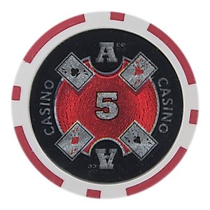Brybelly Ace Casino Poker Chip Heavyweight 14-gram Clay Composite – Pack of 50 ($5 Red)