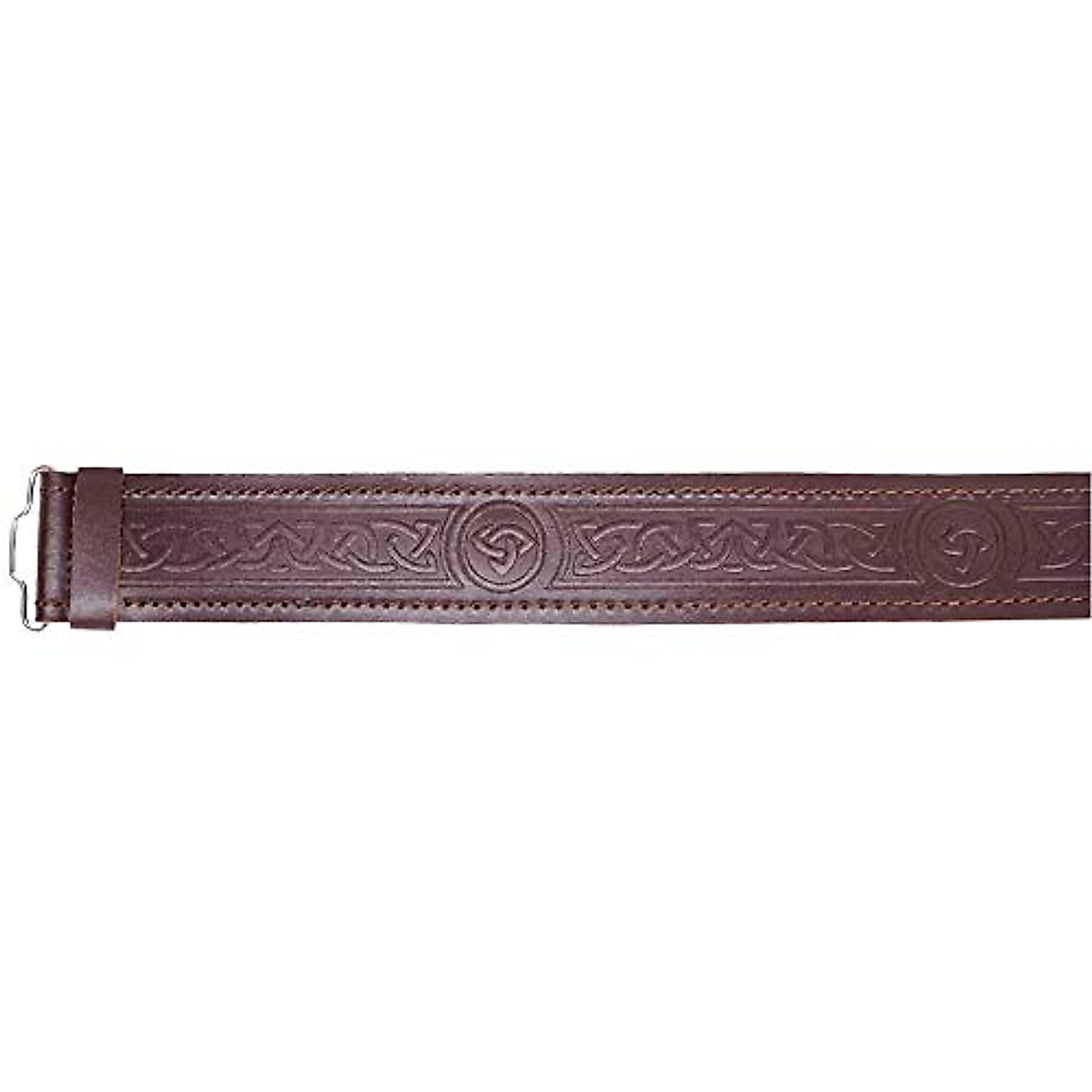 Leather Kilt Belt Scottish Embossed Highland Brown without Buckle Size AAR (Large)