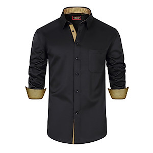 Lion Nardo Mens Black Dress Shirt Black and Gold Shirts for Men Gold Shirts for Men Mens Black Dress Shirts Gold Label