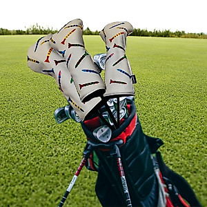 ROYMADE Golf Headcovers Driver Cover Fairway Wood Headcovers Hybrid Head Cover Missile Design Leather Golf 3 Wood Head Cover White(3pcs(DR+FW+UT))