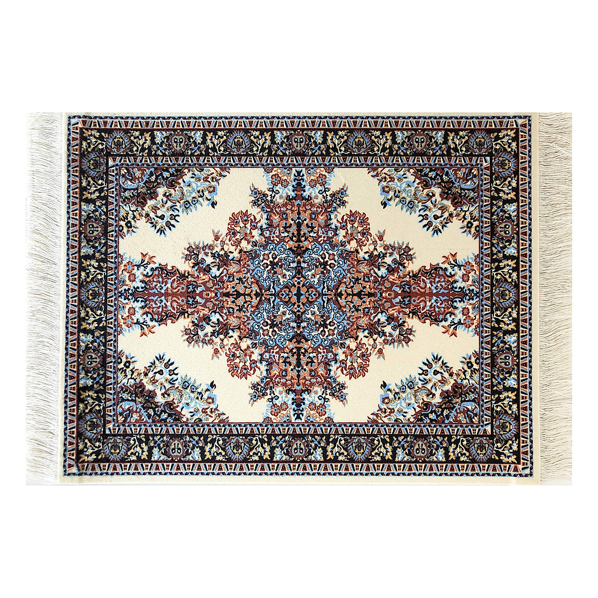 Set of 4 Dollhouse Rugs, Miniature Doll House Accessory, 6x4 Carpets, Rectangle, Kids Toy Furniture Carpeting Decor