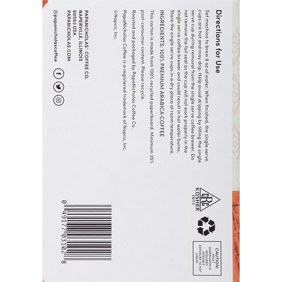 Papanicholas Coffee Single Serve Coffee Cups, Fits Keurig K Cup Brewers, Coffee Pods Hawaiian Islands Blend,12 Ounce