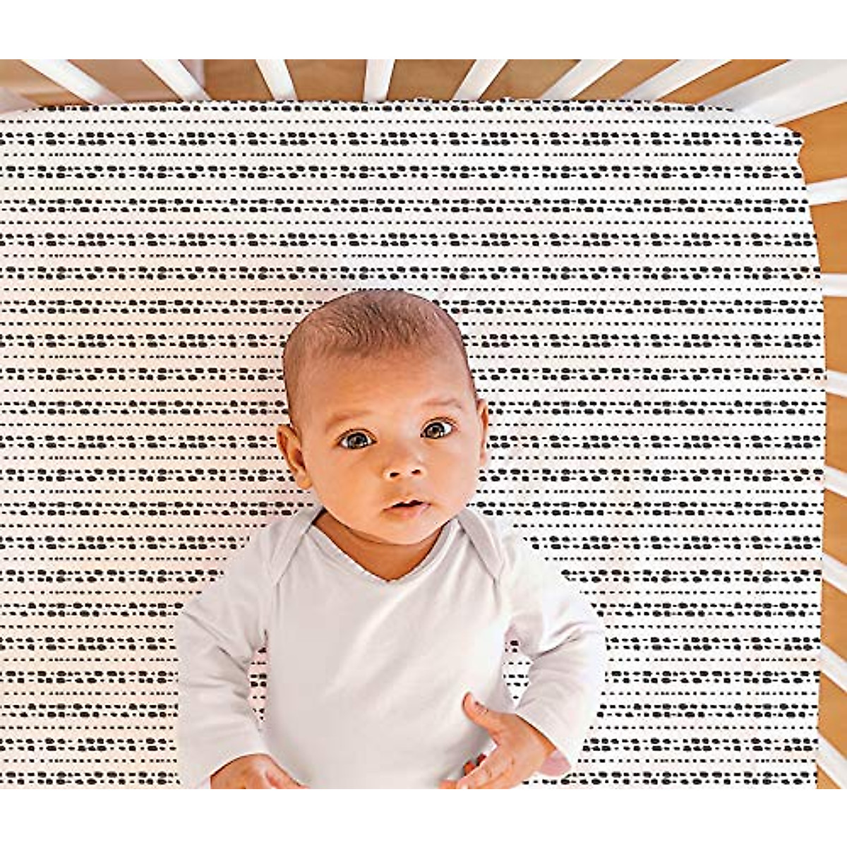 The Peanutshell Fitted Crib Sheet Set for Baby Boys or Girls | Zoo Animals and Tribal Stripes | Unisex 2 Pack Set