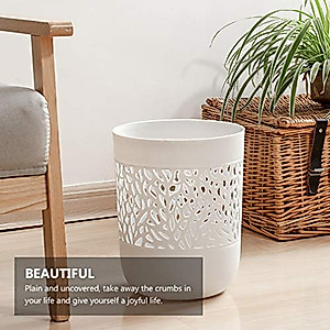HEMOTON Large Garbage Can, Bathroom Trash Can, Durable Plastic Trash Can Wastebasket, Waste Container Basket Storage Bin for Home Kitchen Office Room Bathroom Usage, White