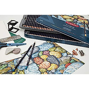 Derwent Studio Colored Pencils, 3.4mm Core, Metal Tin, 12 Count (32196)